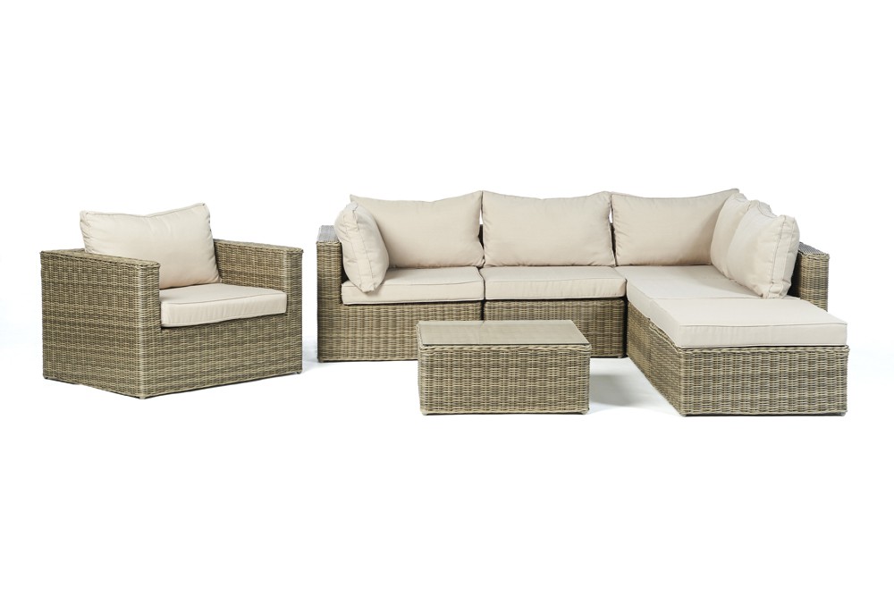 Rattan Lounge Broadway Natural - für Terrasse, Garten oder Balkon