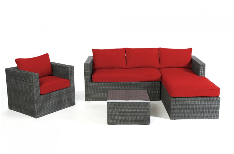 Cushion cover set in red for the Brooklyn Rattan Round Lounge